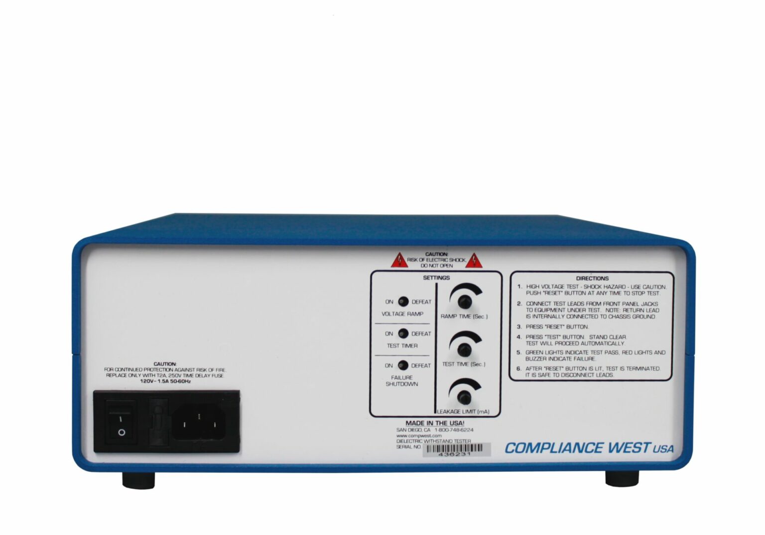 Hipot Tester 5000Vac @ 10mA 6000Vdc @ 5mA - Compliance West