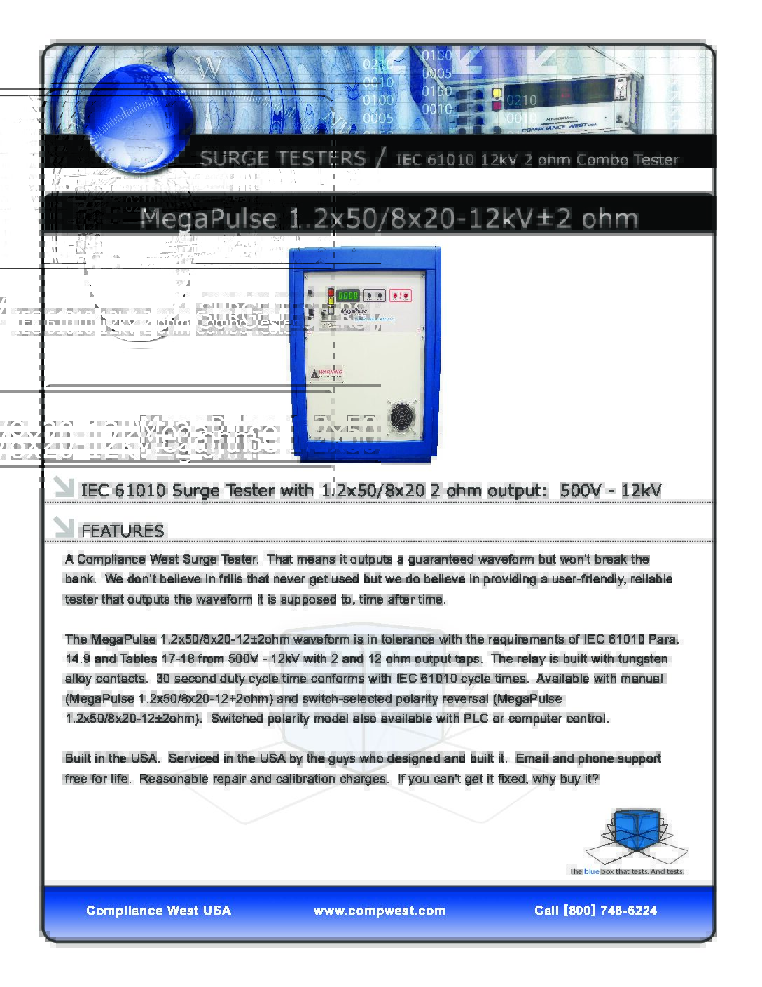 Surge Tester 1.2×50/8×20-12P 2 ohm, Grounded output (No CDN ...